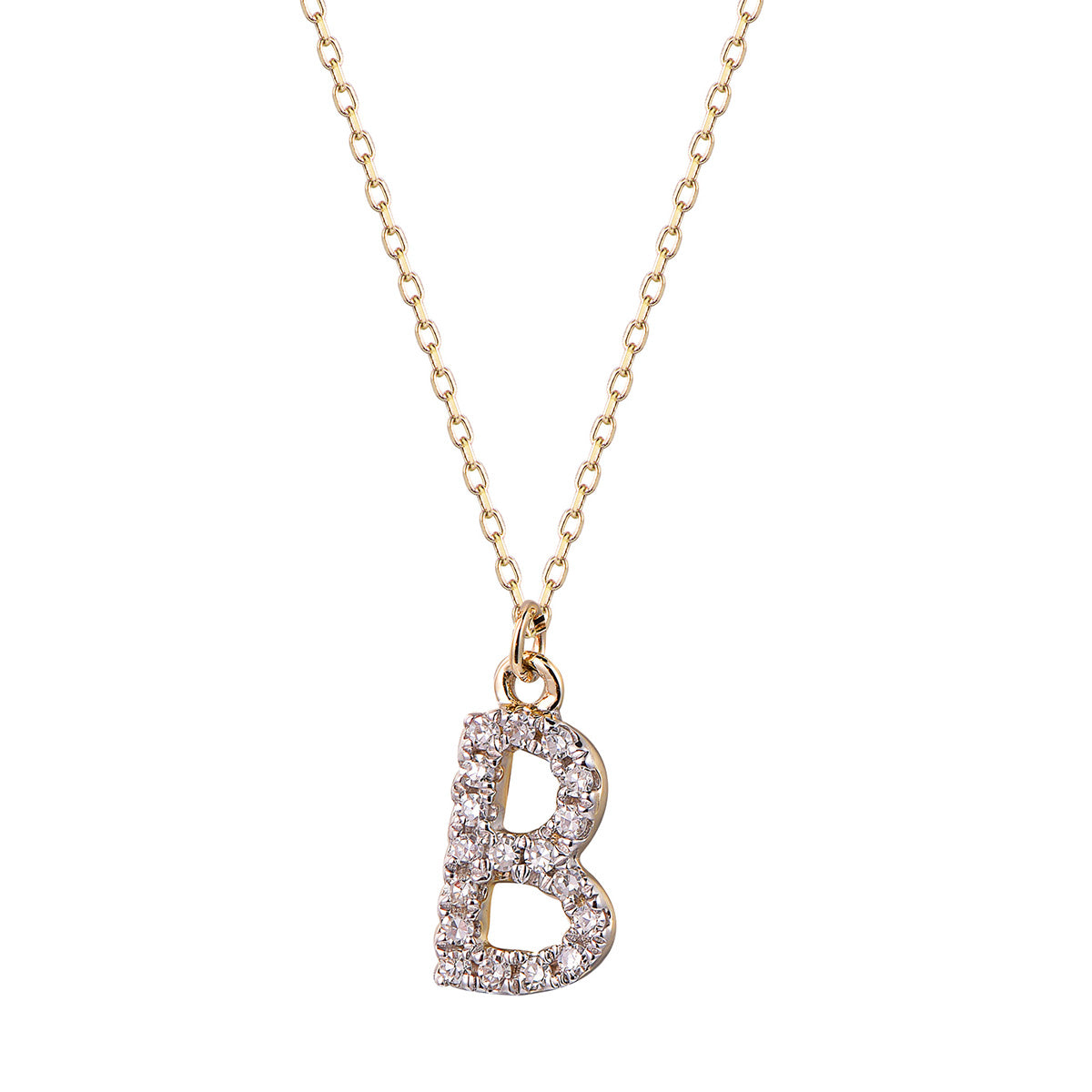 Ghina 18K Gold Pendant Chain – Letter “B” with Diamonds – Johara Jewellery